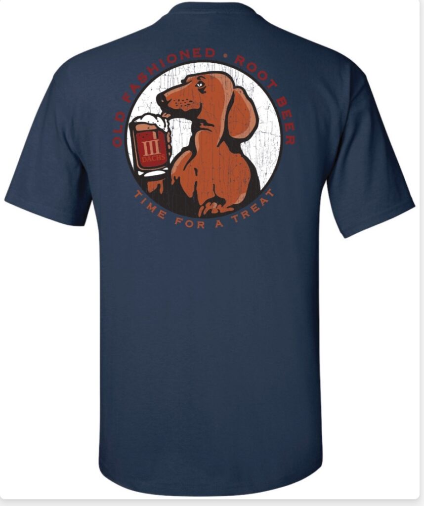 Root Beer Tee – Navy (NEW) | III Dachshunds Brewing